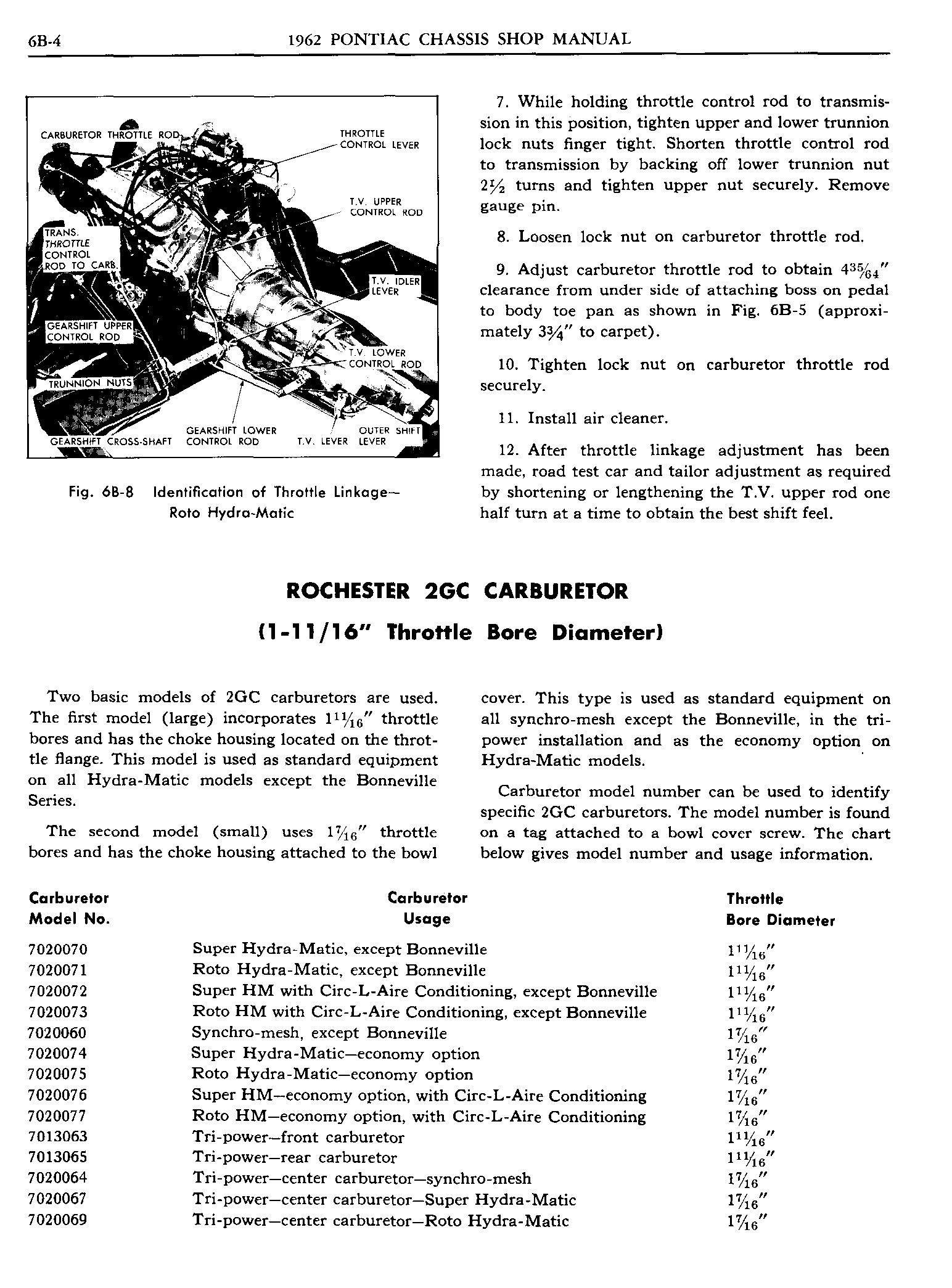 1962 Pontiac Chassis Service Manual- Engine Fuel Page 5 of 54